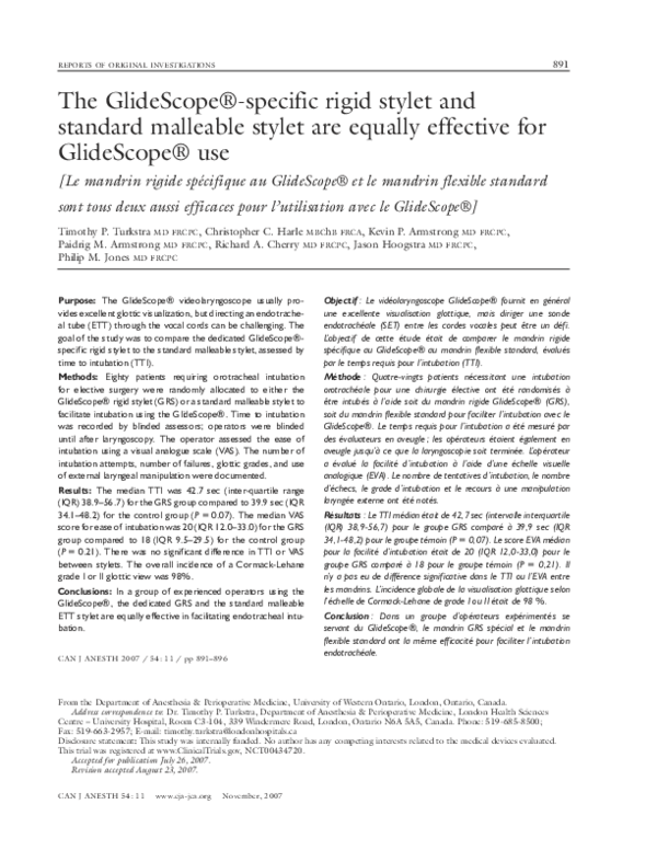 (PDF) The GlideScope®-specific rigid stylet and standard malleable ...