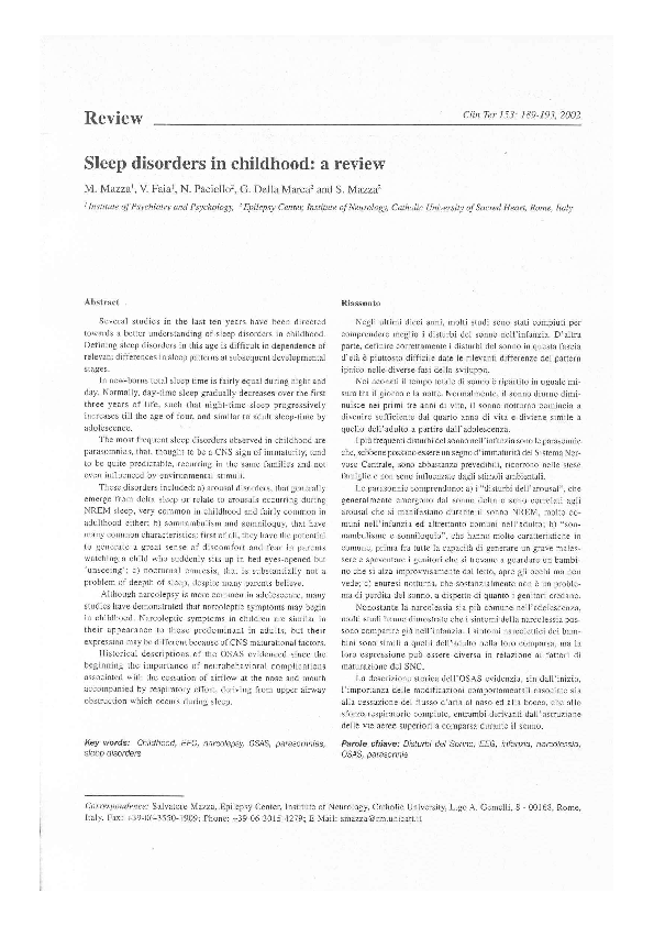 (PDF) Sleep disorders in childhood: a review