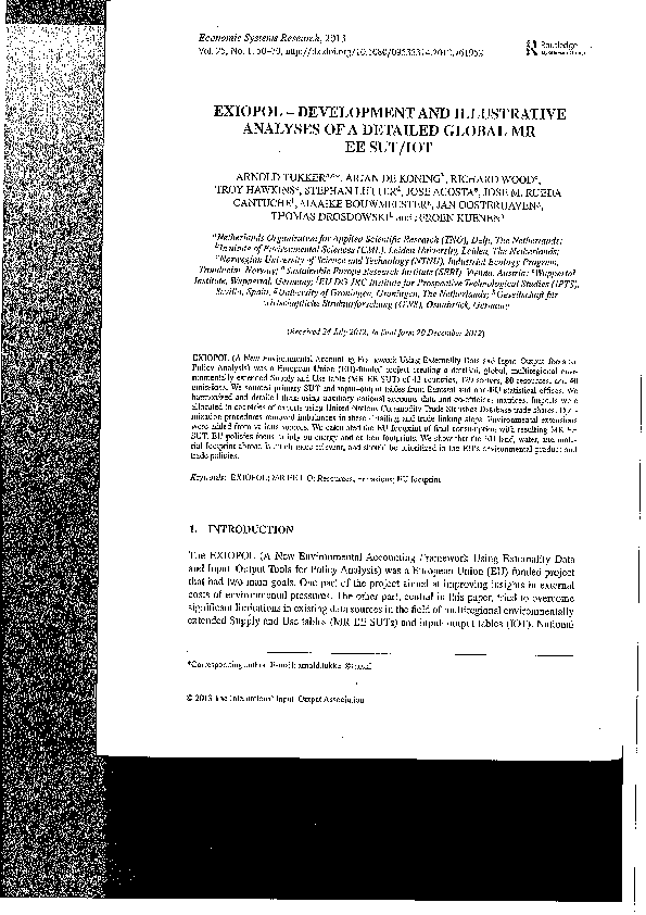 EXIOPOL - development and illustrative analyses of a detailed global ... EXIOPOL - development and illustrative analyses of a detailed global ...