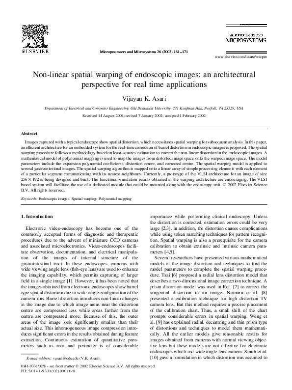 (PDF) Non-linear spatial warping of endoscopic images: an architectural ...