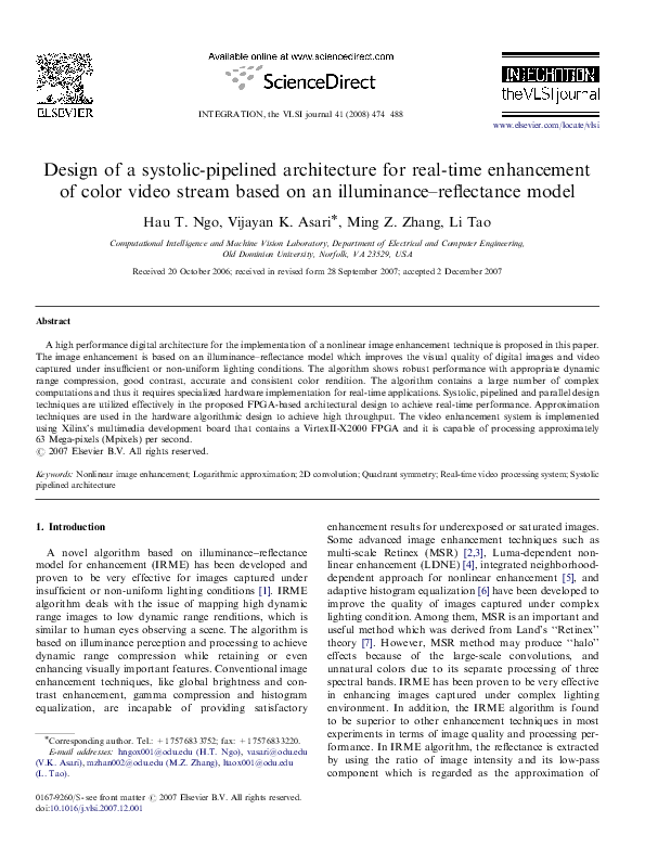 (PDF) Design of a systolic-pipelined architecture for real-time enhancement of color video ...