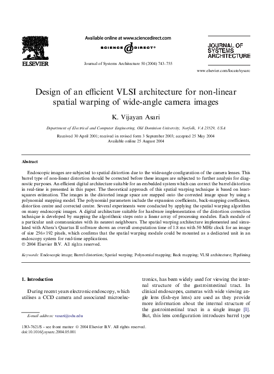Pdf Design Of An Efficient Vlsi Architecture For Non Linear Spatial 1112
