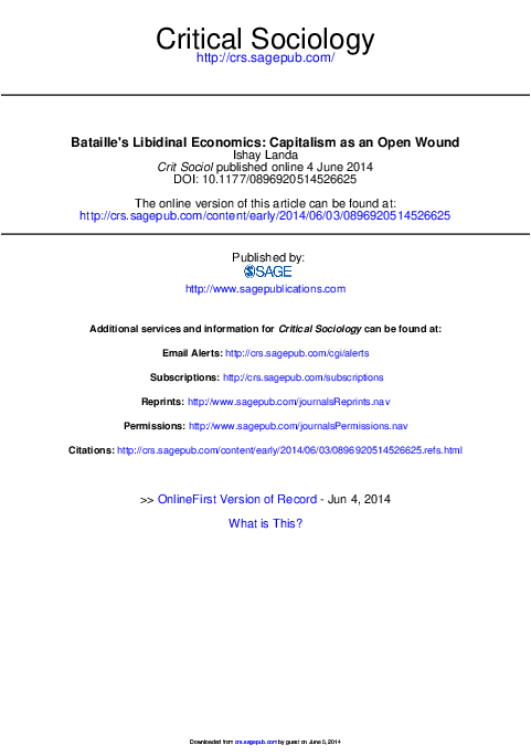 (PDF) Bataille’s Libidinal Economics: Capitalism as an Open Wound