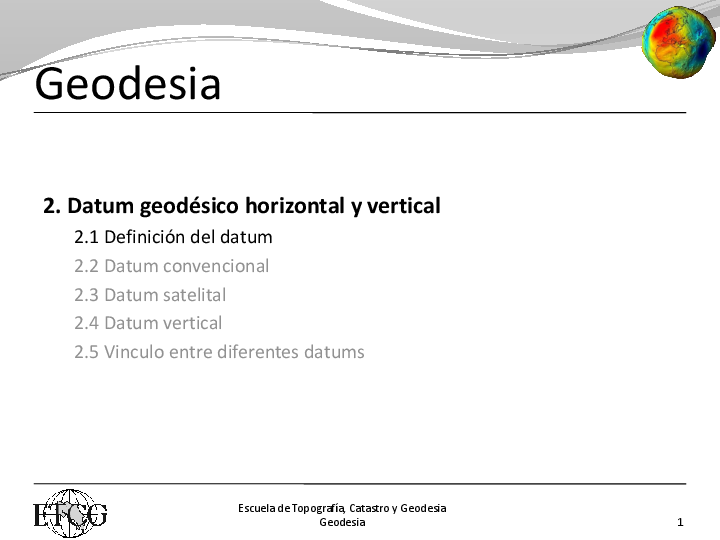 (PDF) Geodesia 2. Datum geodésico horizontal y vertical 2.1 Definición ...