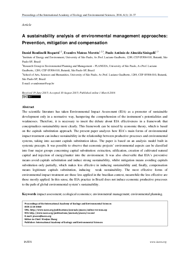(PDF) A sustainability analysis of environmental management approaches ...