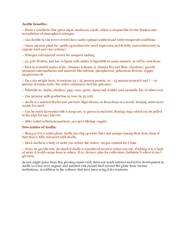 (DOC) Azolla benefits