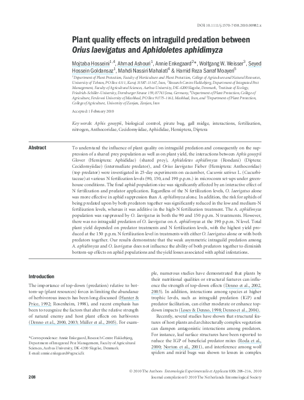 (PDF) Plant quality effects on intraguild predation between Orius ...