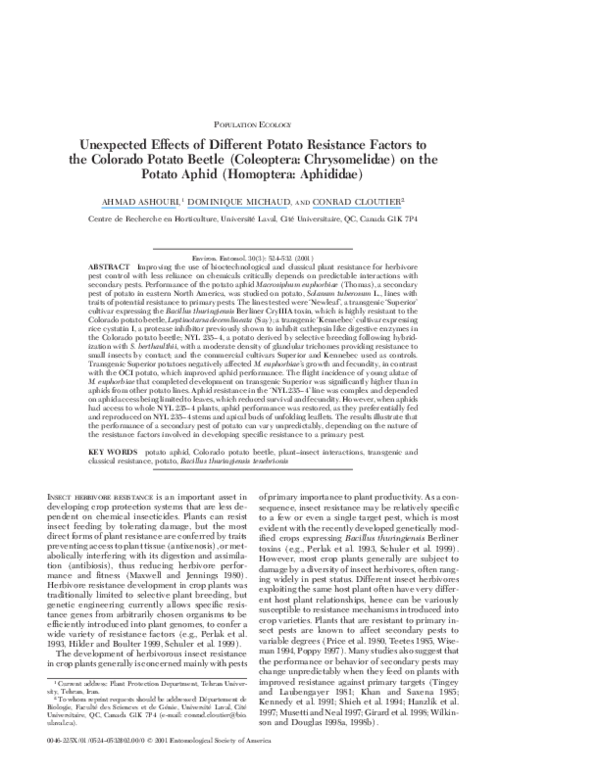 (PDF) Unexpected Effects of Different Potato Resistance Factors to the ...