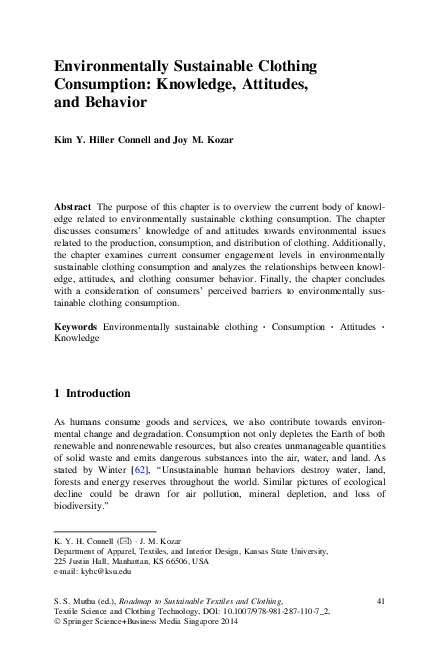 (PDF) Environmentally Sustainable Clothing Consumption: Knowledge ...