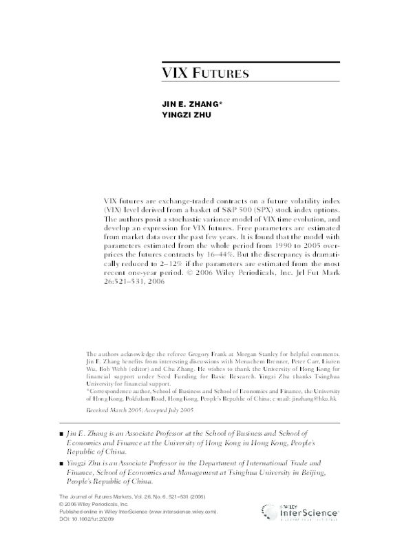 (PDF) VIX FUTURES