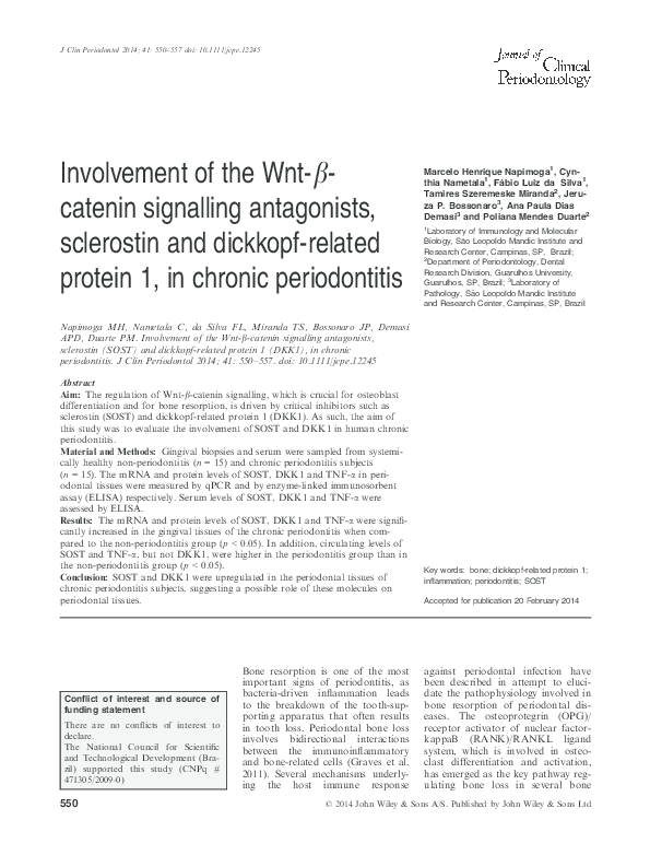 (PDF) Involvement of the Wnt- β -catenin signaling antagonists ...