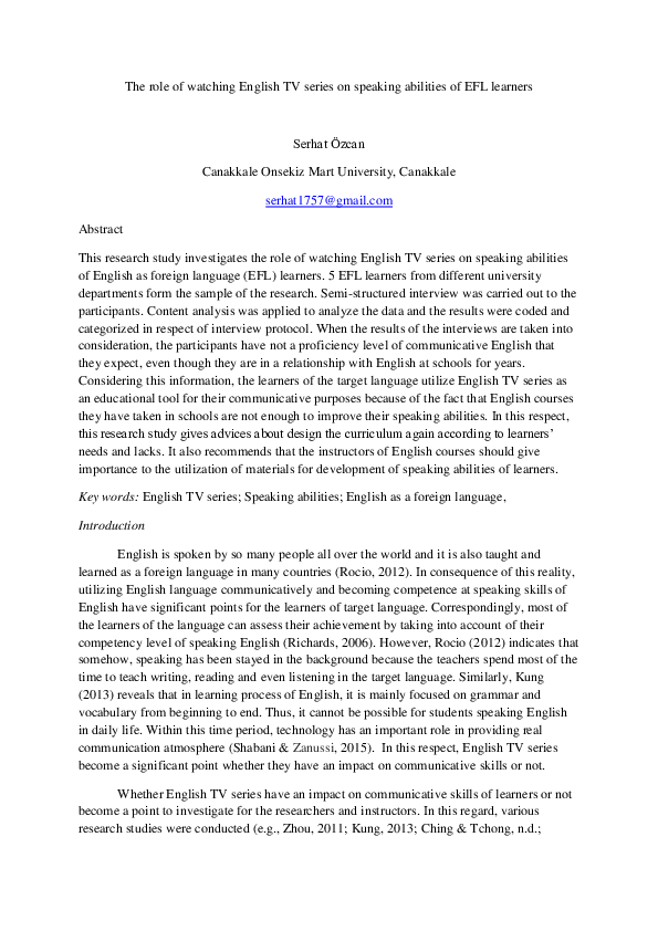 (PDF) The role of watching English TV series on speaking abilities of ...