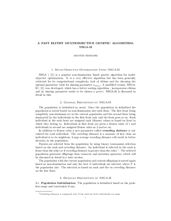 Pdf A Fast Elitist Multiobjective Genetic Algorithm Nsga Ii