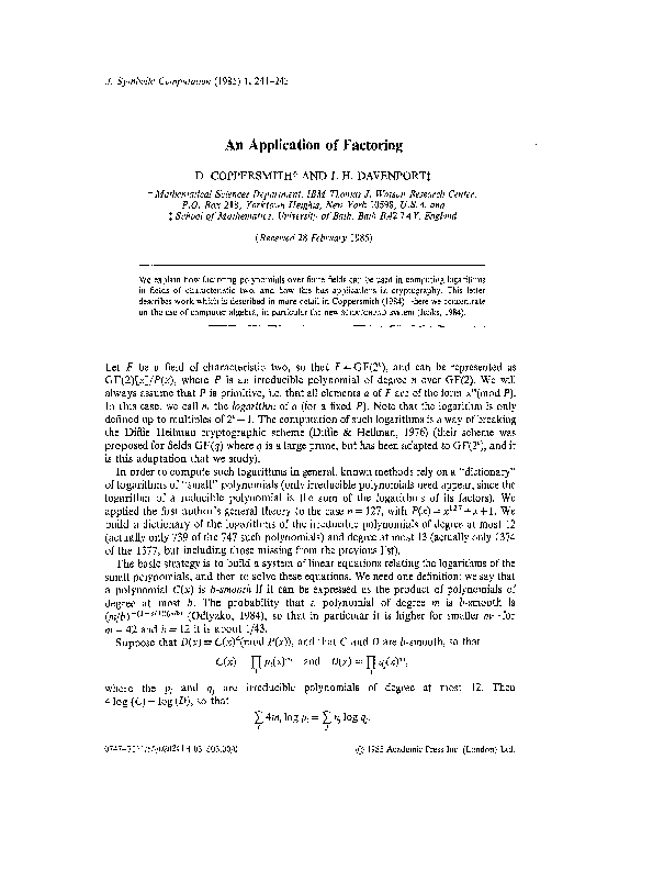 (PDF) An application of factoring