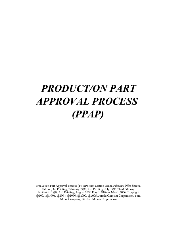 (PDF) PRODUCT/ON PART APPROVAL PROCESS (PPAP