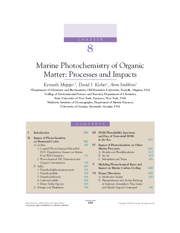 (PDF) Marine Photochemistry of Organic Matter
