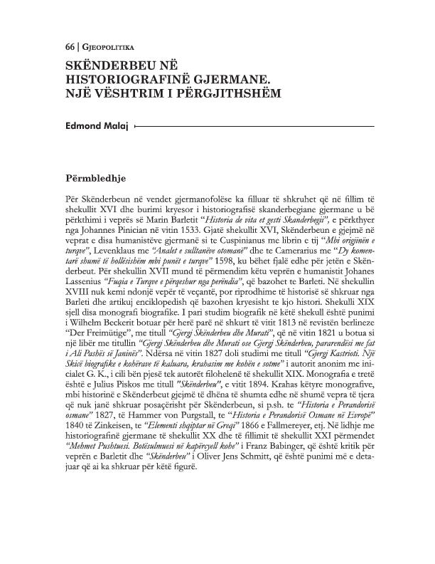 (PDF) Skënderbeu në historiografinë gjermane