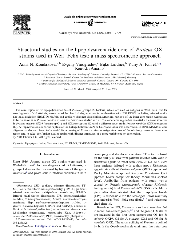 (PDF) Structural studies on the lipopolysaccharide core of Proteus OX ...