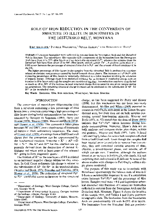 Pdf Role Of Iron Reduction In The Conversion Of Smectite To Illite In Bentonites In The