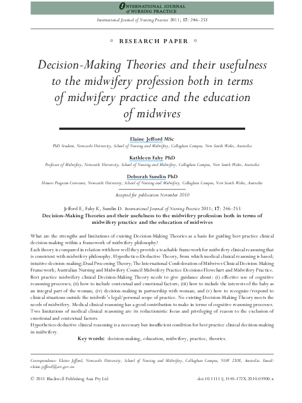 PDF Télécharger decision making tools in nursing Gratuit PDF | PDFprof.com