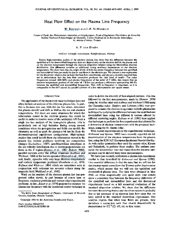 (PDF) Heat flow effect on the plasma line frequency