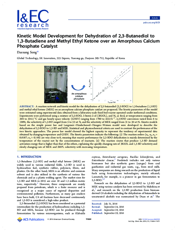 (PDF) Kinetic Model Development for Dehydration of 2,3-Butanediol to 1,3-Butadiene and Methyl ...