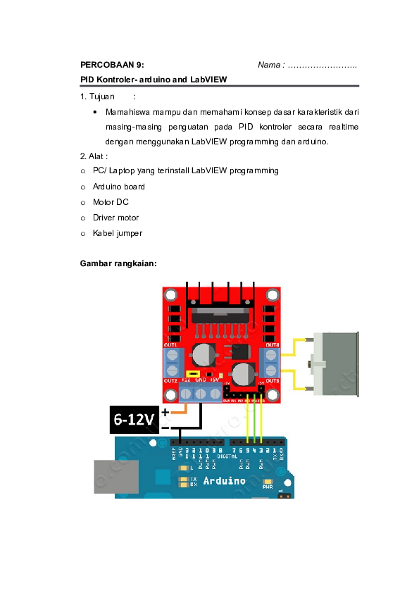 (DOC) . Praktikum 9. PID kontroler - arduino and labview