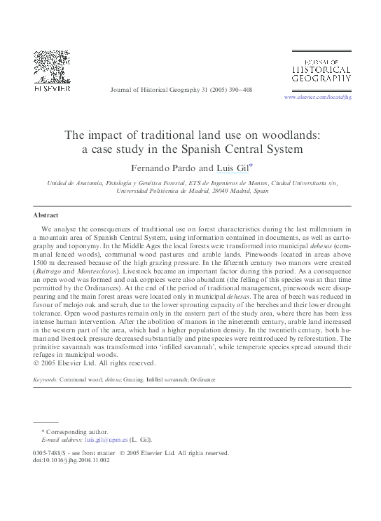 (PDF) The impact of traditional land use on woodlands: a case study in ...