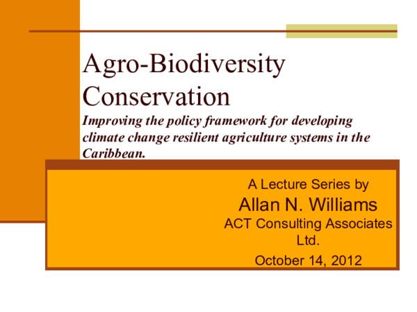 Agro-Biodiversity Conservation: a Lecture Series