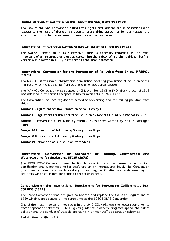 SOLAS - International Convention for the Safety of Life at Sea