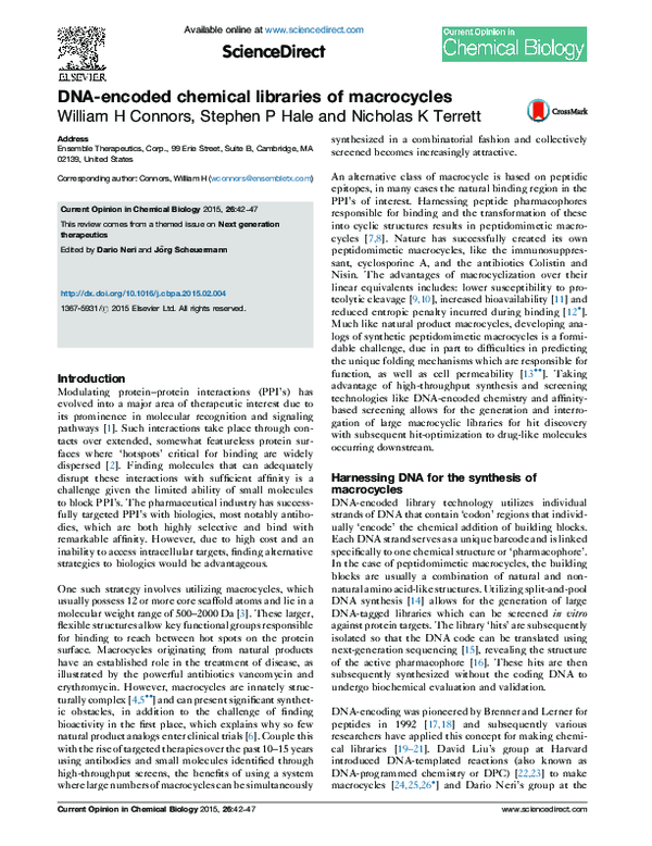 (PDF) DNA-encoded chemical libraries of macrocycles