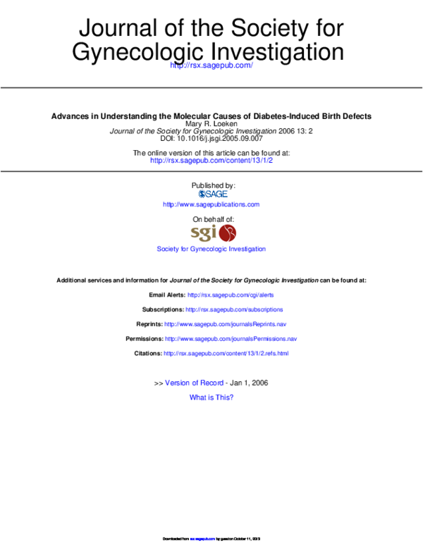(PDF) Advances in Understanding the Molecular Causes of Diabetes ...
