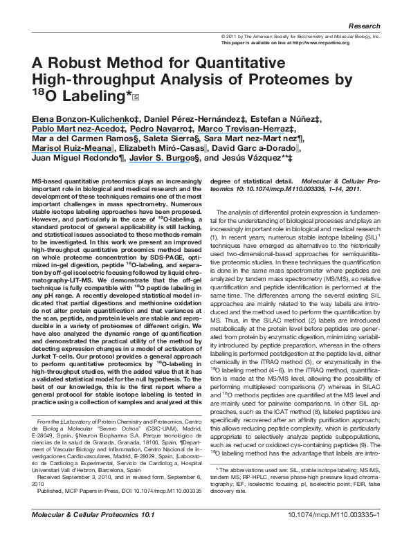 Pdf A Robust Method For Quantitative High Throughput Analysis Of