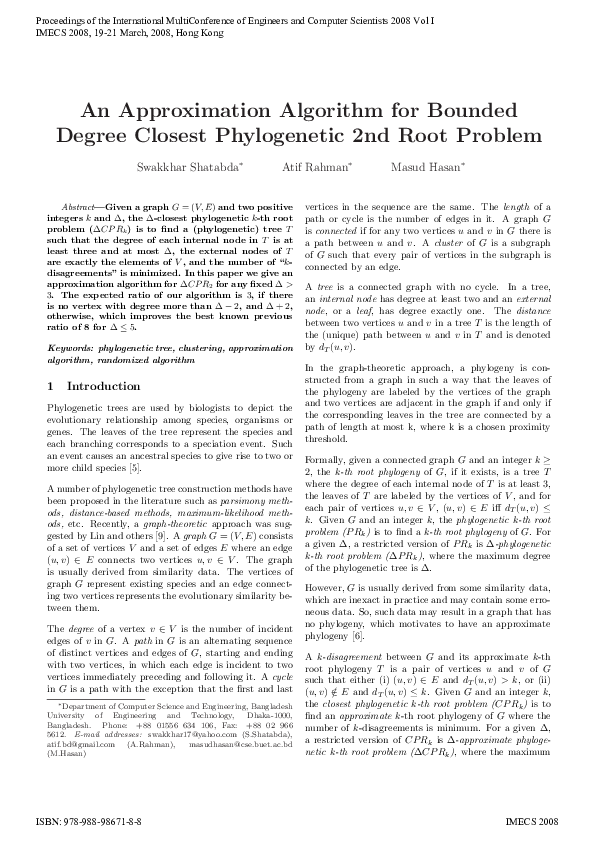Pdf An Approximation Algorithm For Bounded Degree Closest