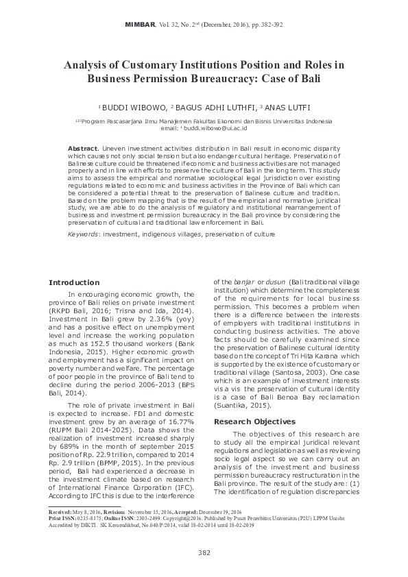 (PDF) Analysis of Customary Institutions Position and Roles in Business ...