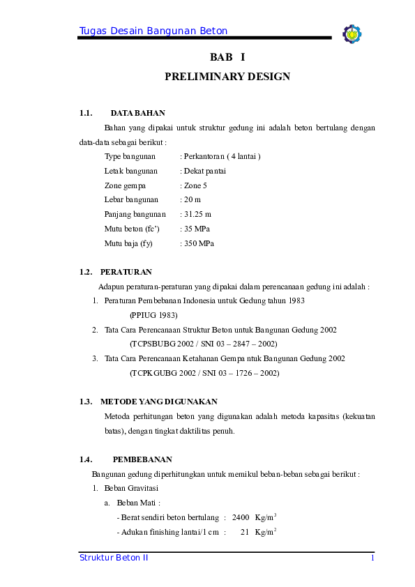 (DOC) BAB I PRELIMINARY DESIGN