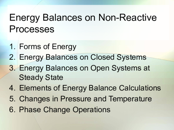 (PPT) Energy Balances on Non-Reactive Processes