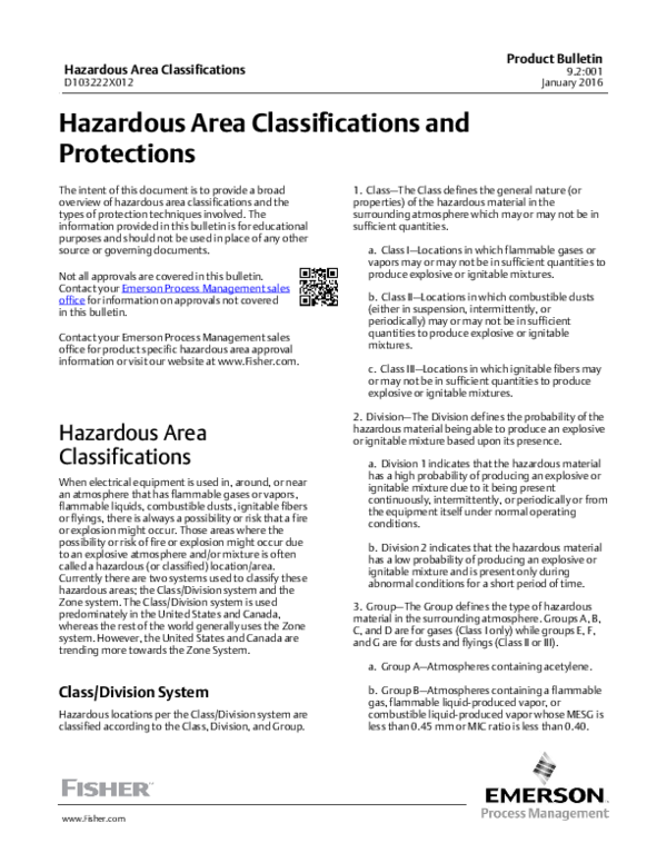 (PDF) Hazardous Area Classifications and Protections