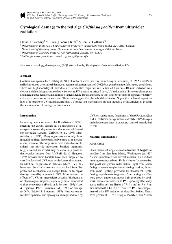 (PDF) Cytological damage to the red alga Griffithsia pacifica from ...
