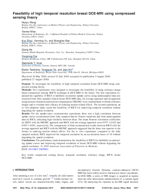 (PDF) Feasibility of high temporal resolution breast DCE-MRI using ...