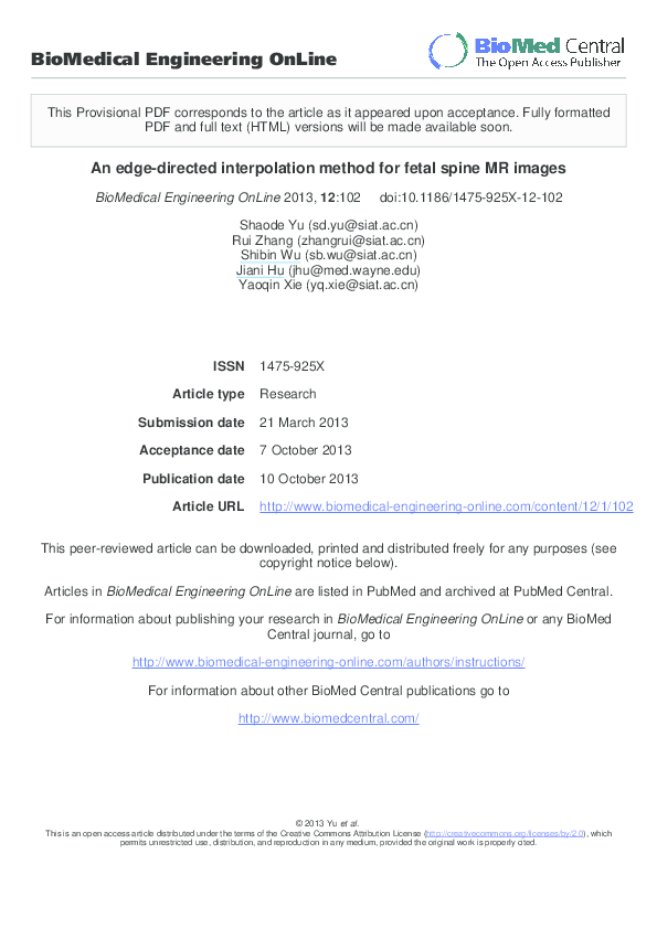 (PDF) An edge-directed interpolation method for fetal spine MR images