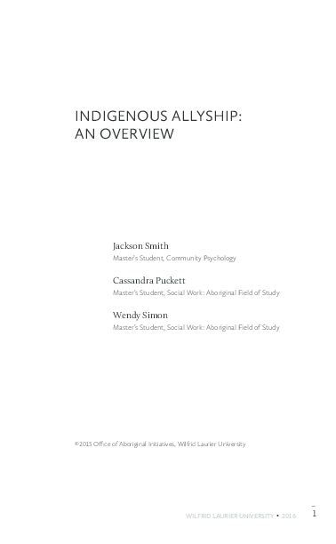 (PDF) Indigenous Allyship: An Overview