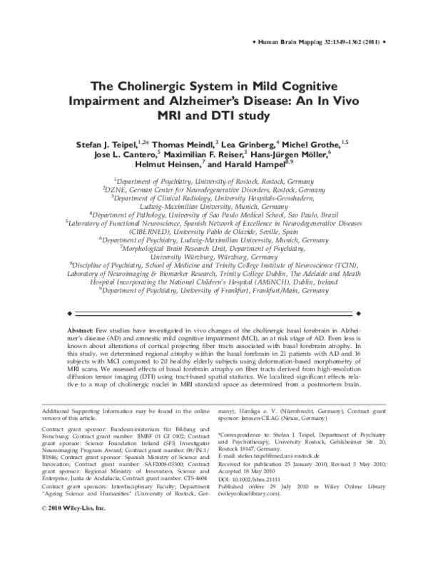 (PDF) HUM BRAIN MAPP_AD Cholin System DTI-MRI_2011.pdf | Harald Hampel - Academia.edu