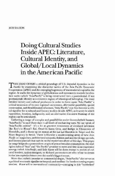 (PDF) Doing Cultural Studies Inside APEC: Literature, Cultural Identity ...