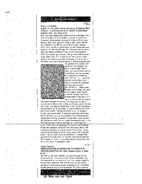 (PDF) Peter J. Tomson, review of David J. Rudolph, A Jew to the Jews ...