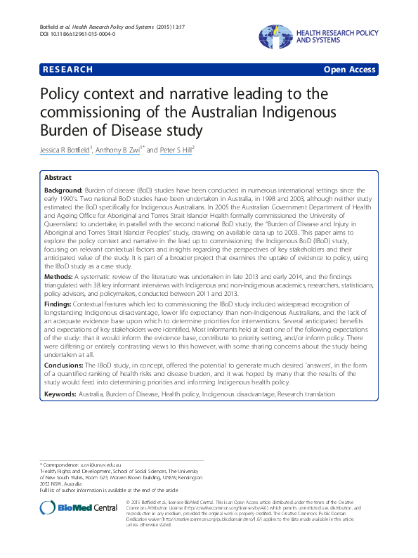 (PDF) Policy context and narrative leading to the commissioning of the ...