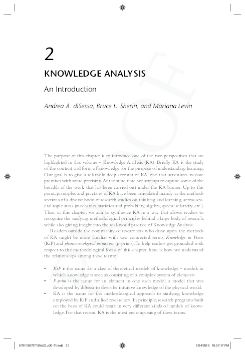 (PDF) Knowledge Analysis: An Introduction
