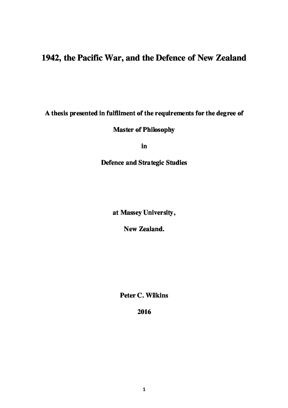 (PDF) 942, the Pacific War, and the Defence of New Zealand