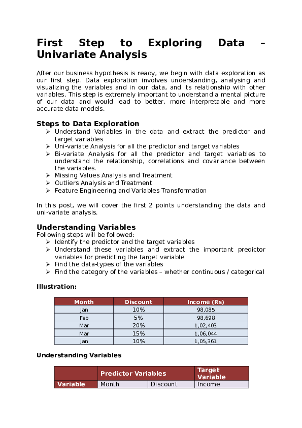 (DOC) First Step to Exploring Data – Univariate Analysis Steps to Data ...
