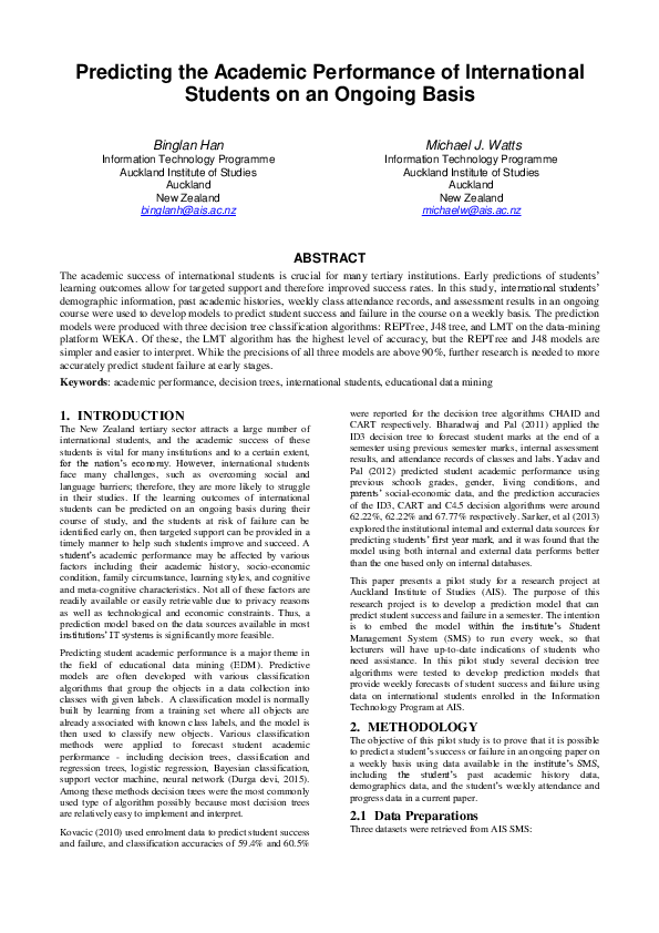 (PDF) Predicting the Academic Performance of International Students on ...
